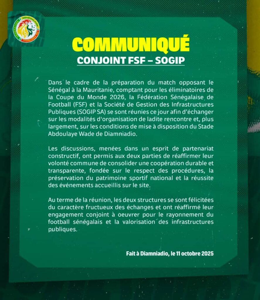 FSF et SOGIP renforcent leur collaboration pour l’organisation du match ...