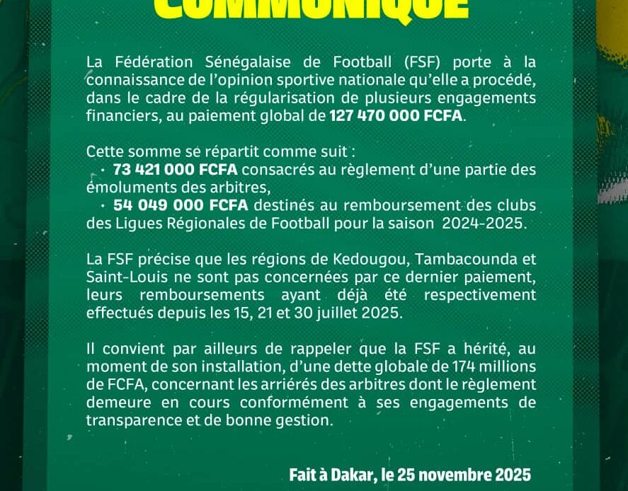 La FSF règle plus de 127 millions FCFA d’engagements financiers - RTMD